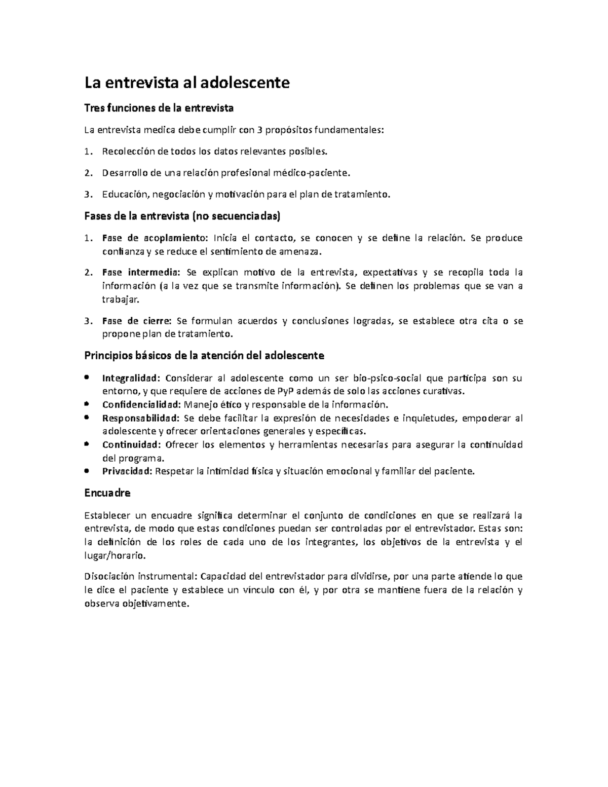 Entrevista al adolescente - La entrevista al adolescente Tres funciones ...