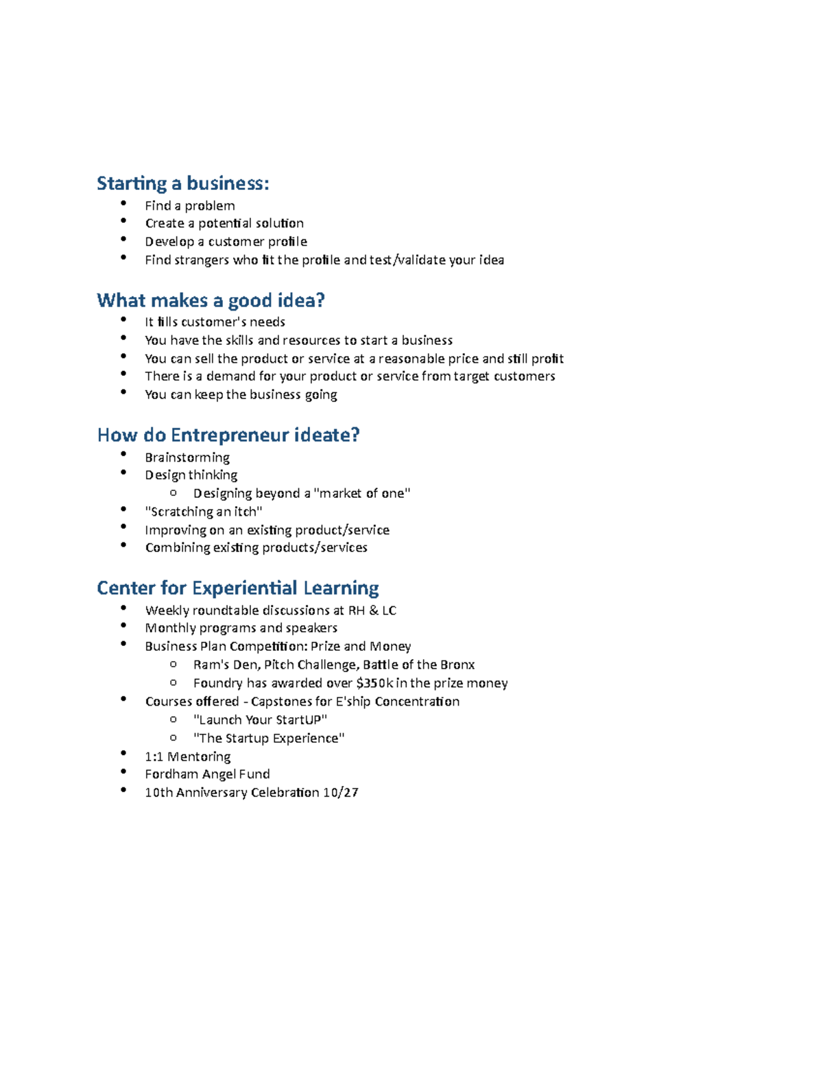 Entrepreneurship - Starting a business: Find a problem Create a ...