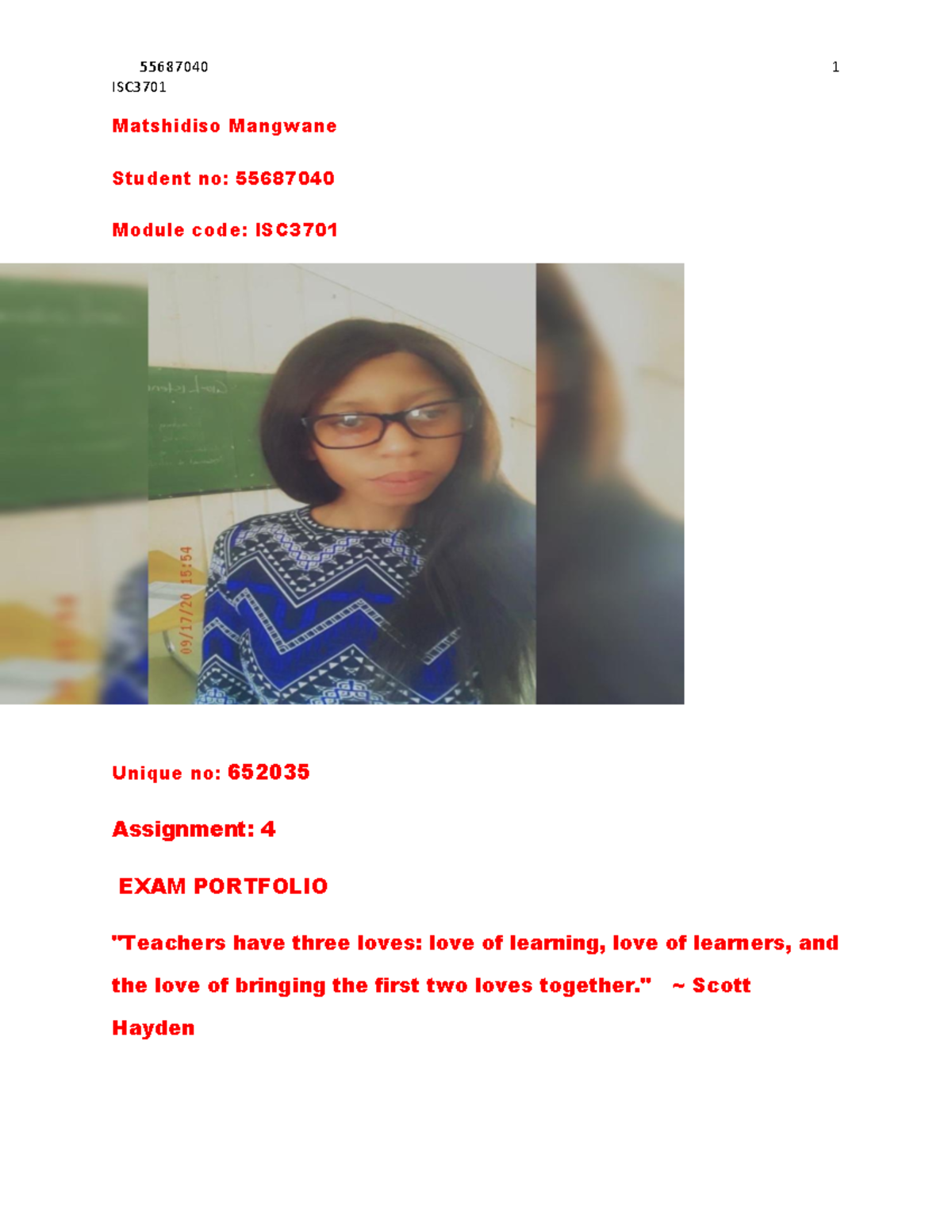 ISC3701 portfolio 55687040 - ISC Matshidiso Mangwane Student no ...