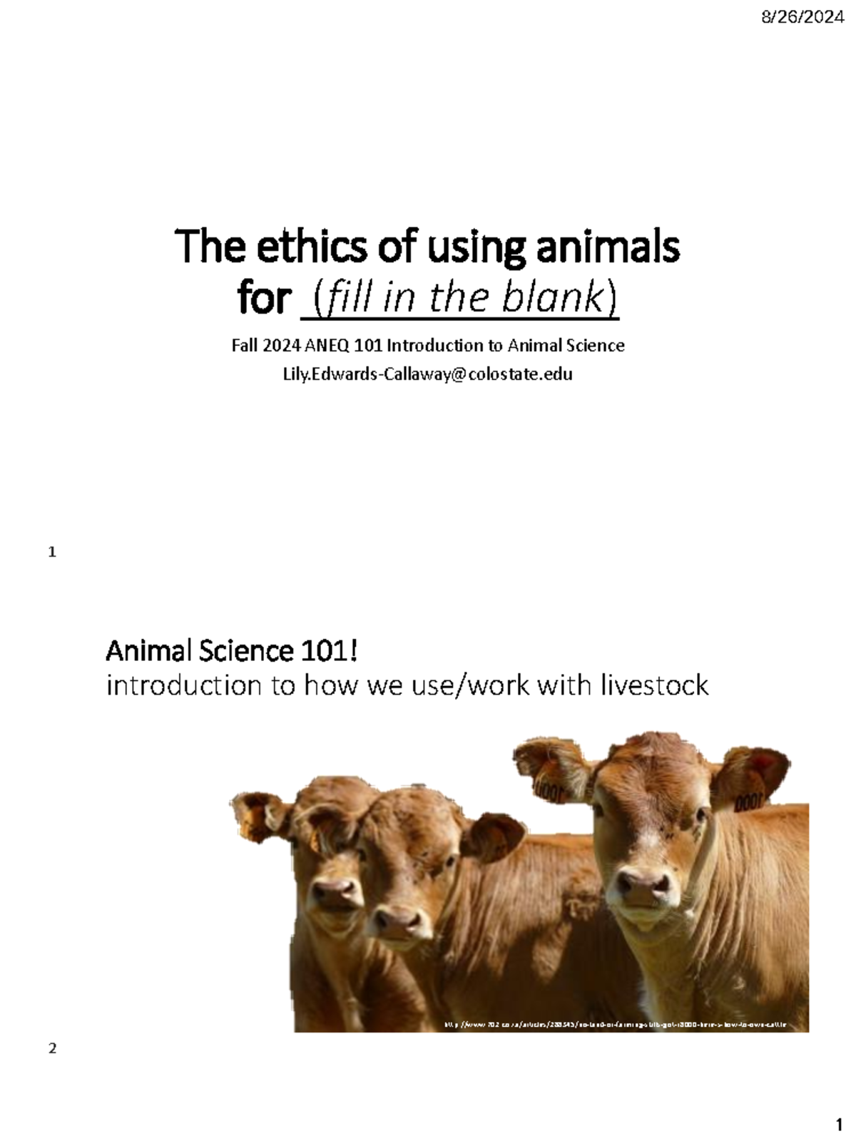 ANEQ 101 Animal Ethics (Lecture-3) (Lily Edwards-Callaway) - The ethics ...
