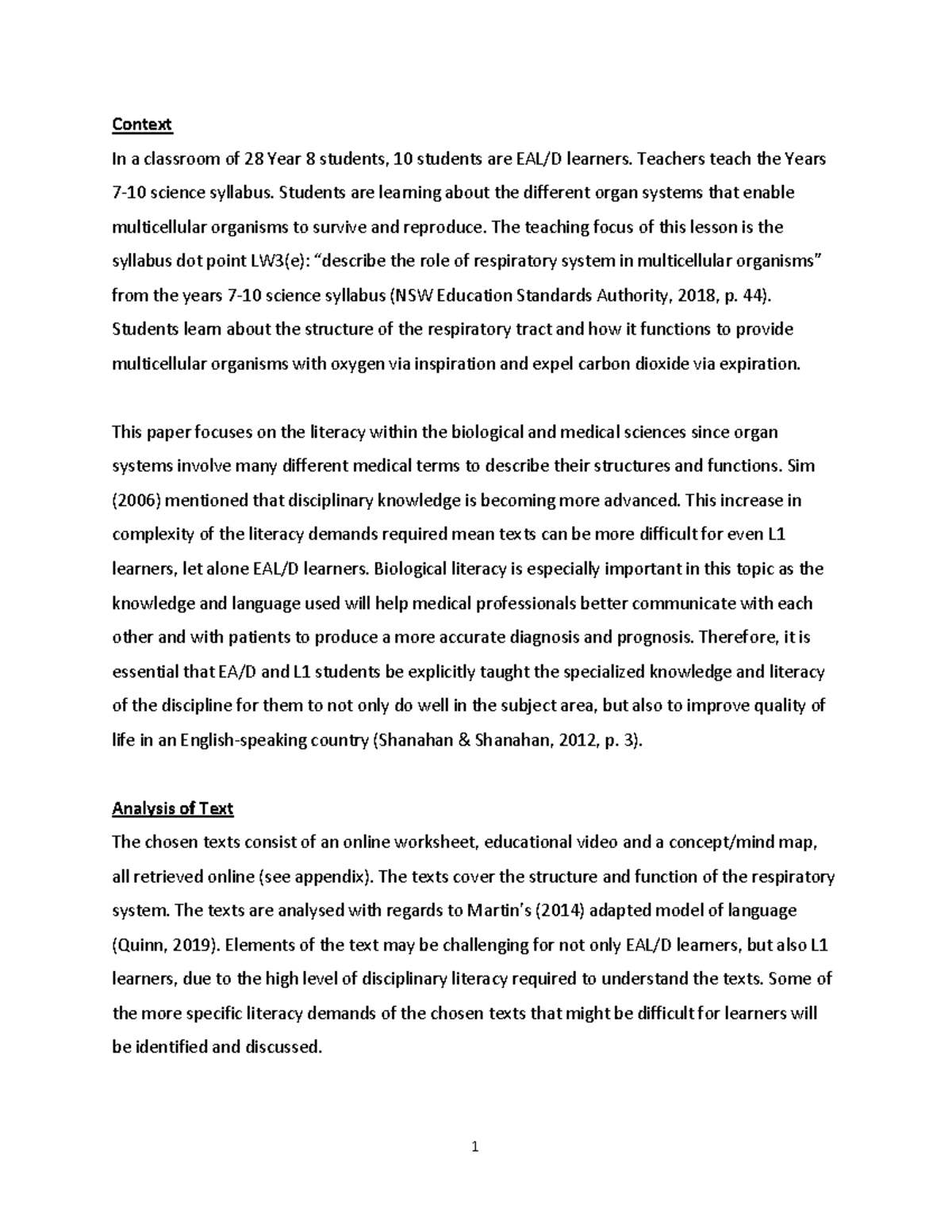 Literacy And Numeracy Task 2 Context In A Classroom Of 28 Year 8