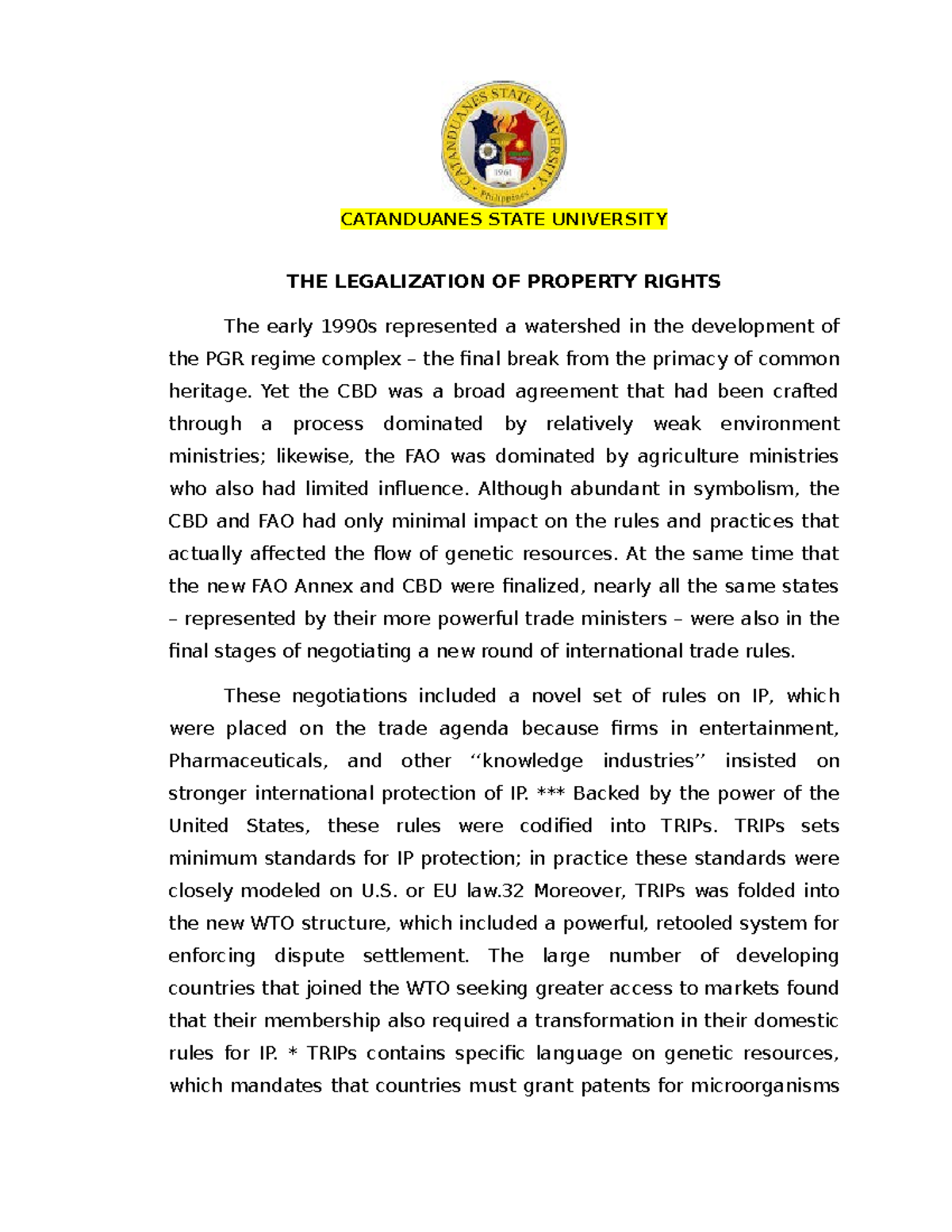 THE Legalization OF Property Rights - THE LEGALIZATION OF PROPERTY ...