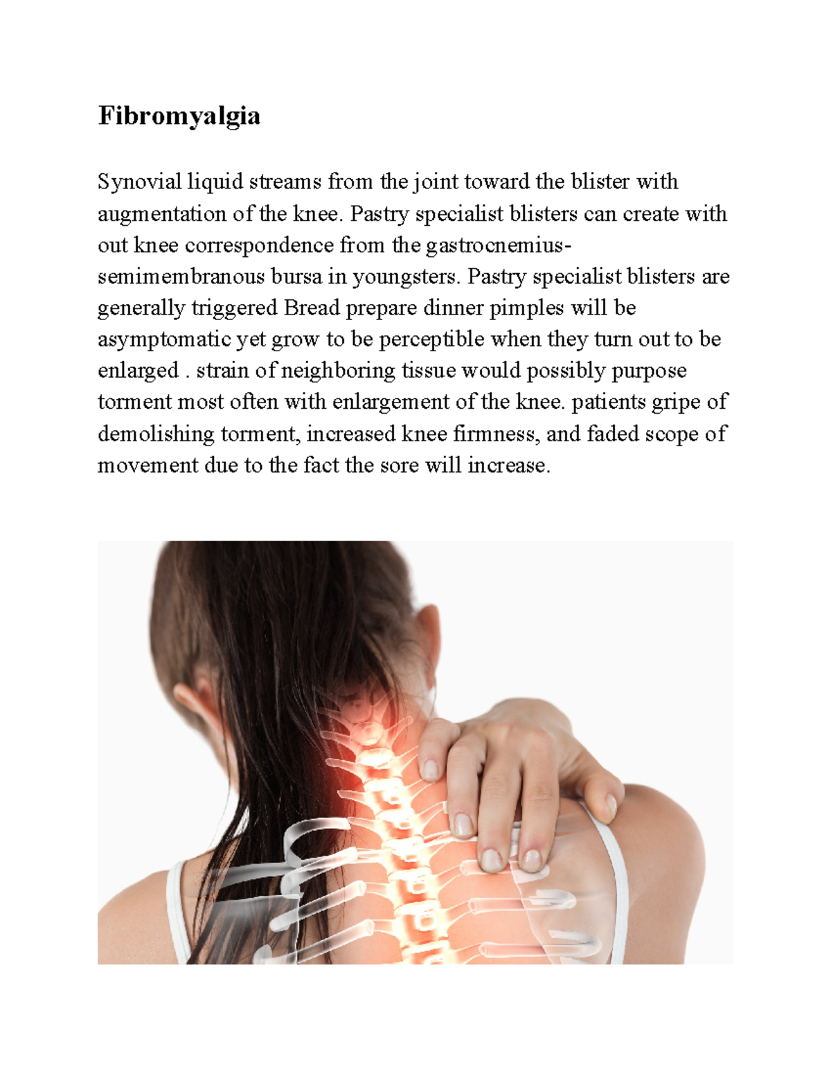 Fibromyalgia - Fibromyalgia Synovial liquid streams from the joint toward the blister with - Studocu