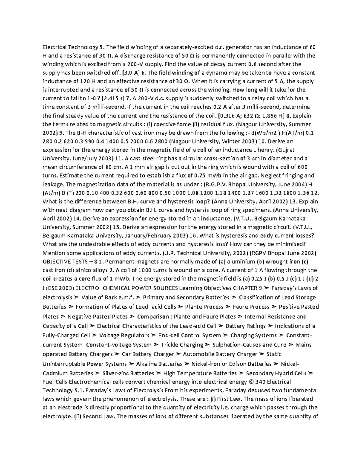 2 - sfsef - Electrical Technology 5. The field winding of a separately ...