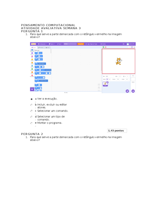 Pensamento computacional Semana 3 - Atividade Avaliativa - Revisar ...