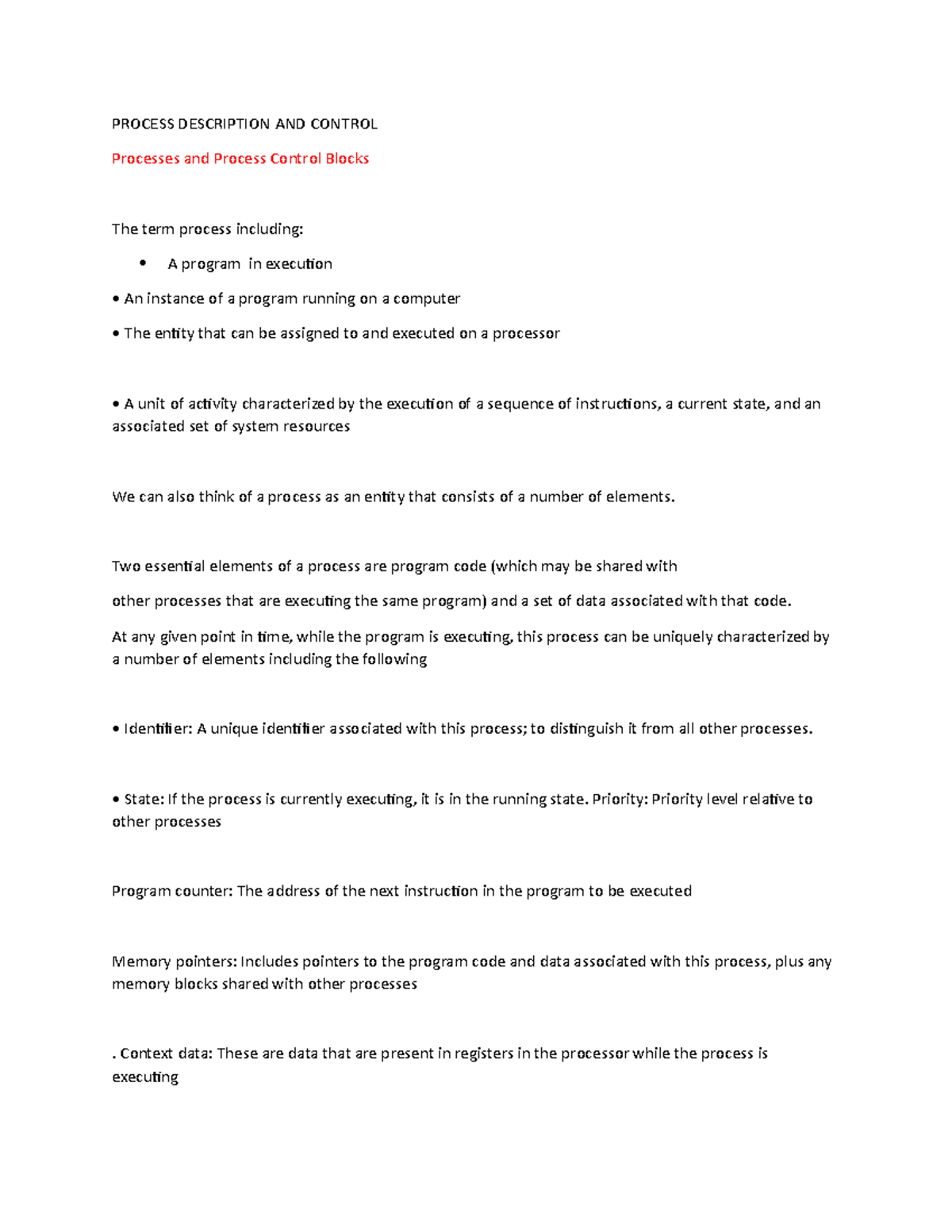 Process discription and control - PROCESS DESCRIPTION AND CONTROL ...