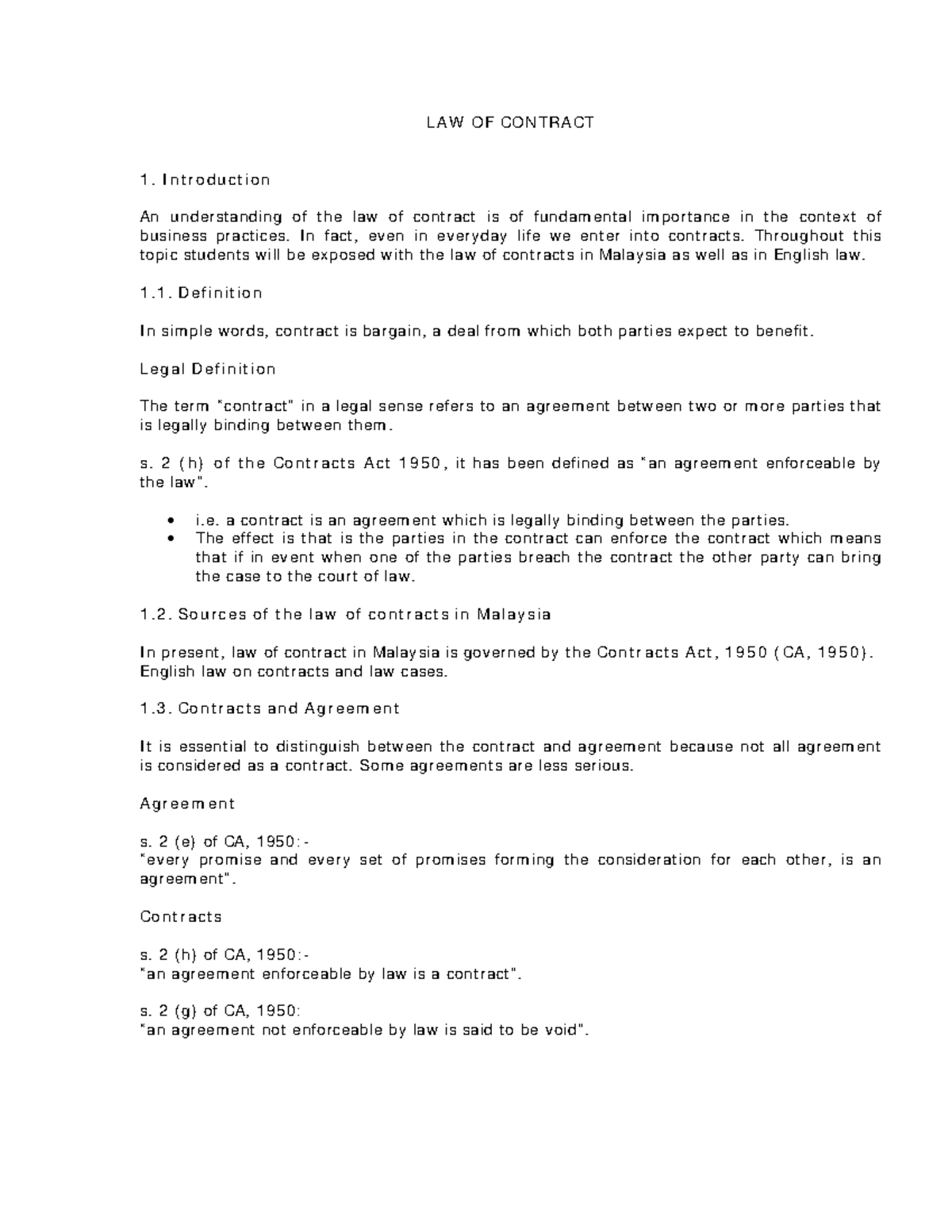 Law Of Contract Revision Note LAW OF CONTRACT 1 Introduction An law-of-contract-revision-note-law-of-contract-1-introduction-an
