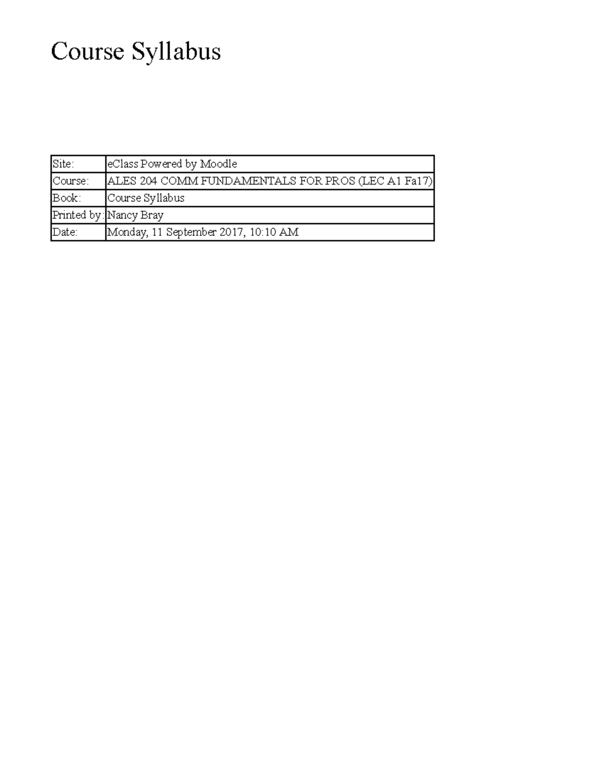 2017 Fall ALES 204 Lecture A1 - Course Syllabus Site: eClass Powered by ...