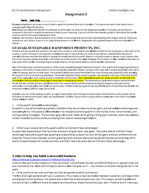 BA174 Assignment 2 - BA174 Small Business Management melanie@ghc ...