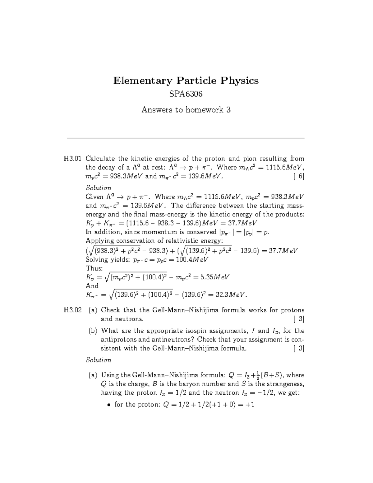SPA6306 2017-2018 Assignment 3 - Solutions - Elementary Particle ...