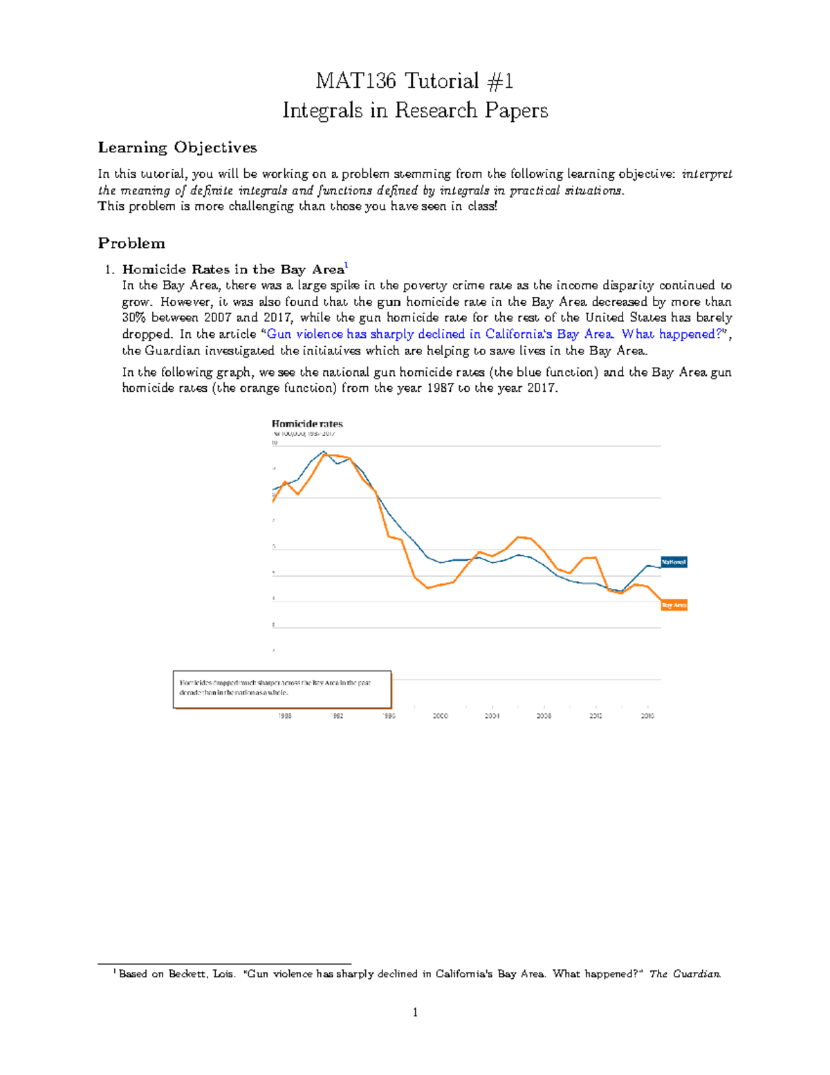 Tutorial 1 Student Version - MAT136 Tutorial Integrals in Research Papers Learning Objectives In ...