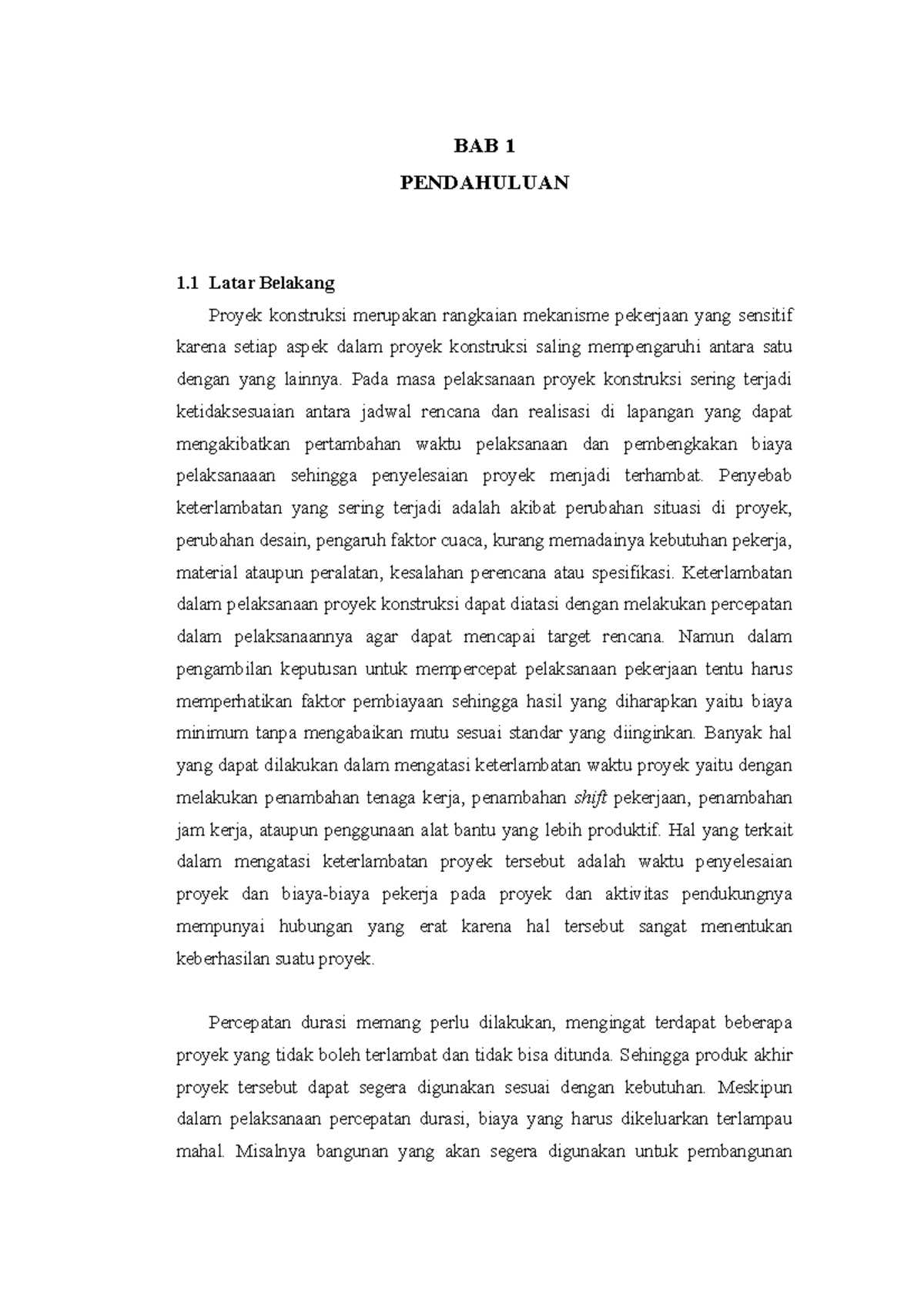 Proposal - Ķbj - BAB 1 PENDAHULUAN 1 Latar Belakang Proyek konstruksi ...