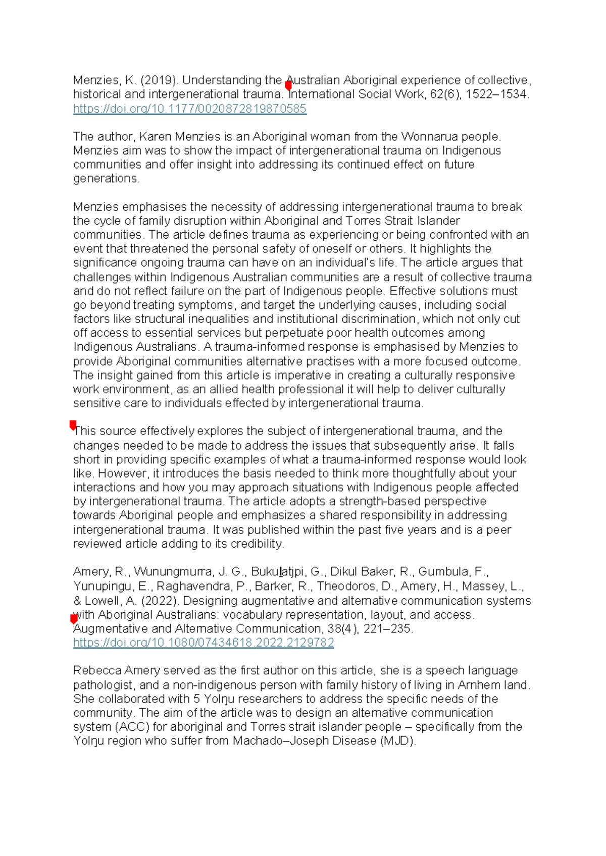 Annotated Bibliography Menzies K 2019 Understanding The