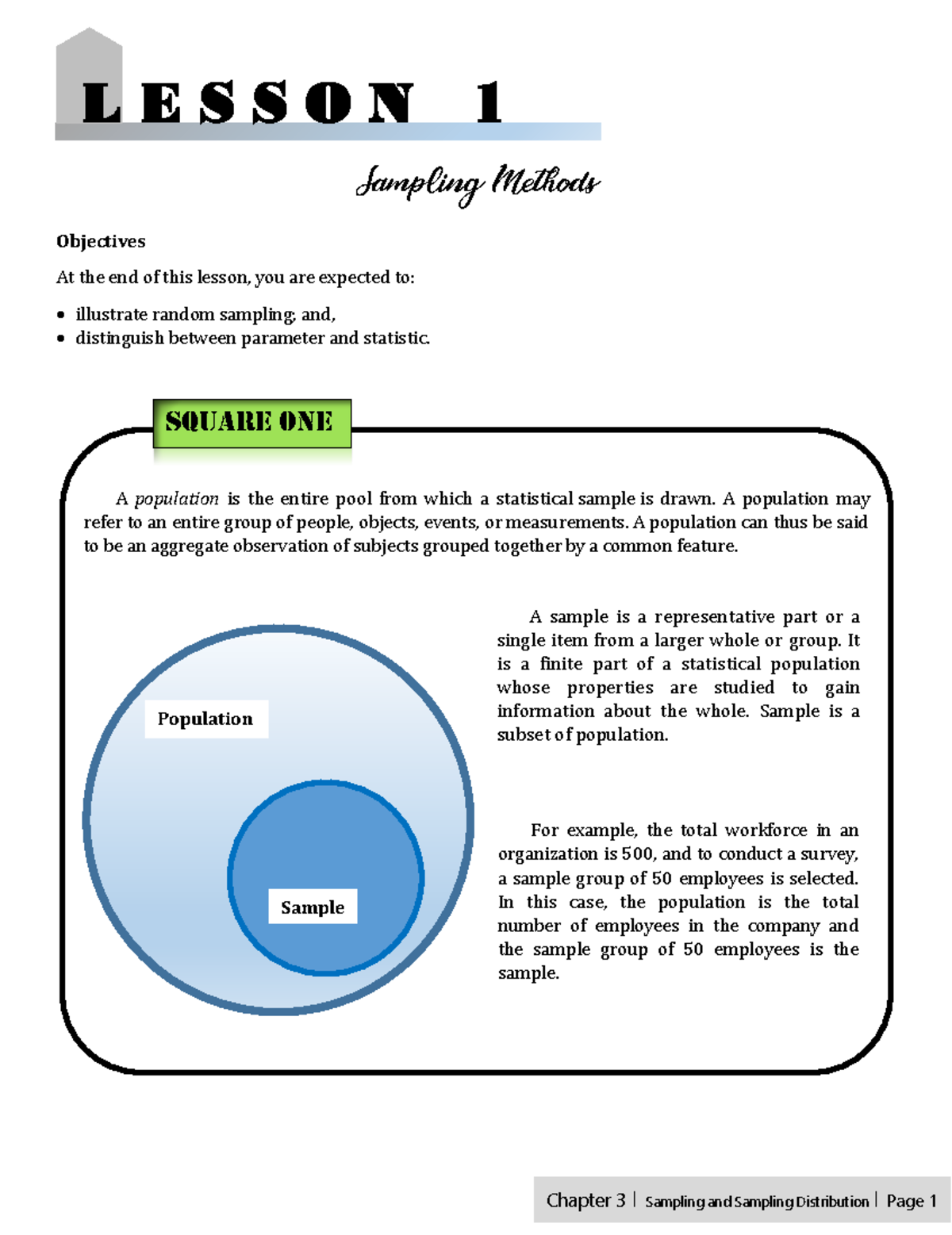 Statistics AND Probability (module) - Chapter 3 - Objectives At the end ...
