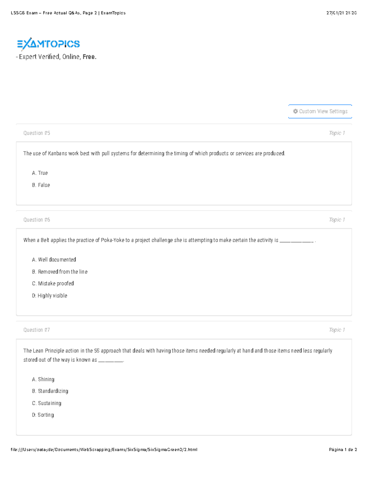 Lssgb Exam – Free Actual Q&As, Page 2 Exam Topics - LSSGB Exam – Free ...