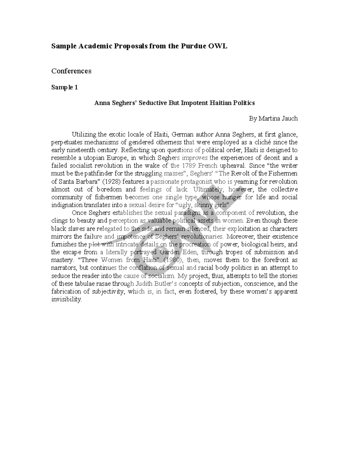 Sample 1 Academic Proposal - OWL (Purdue) - Sample Academic Proposals ...