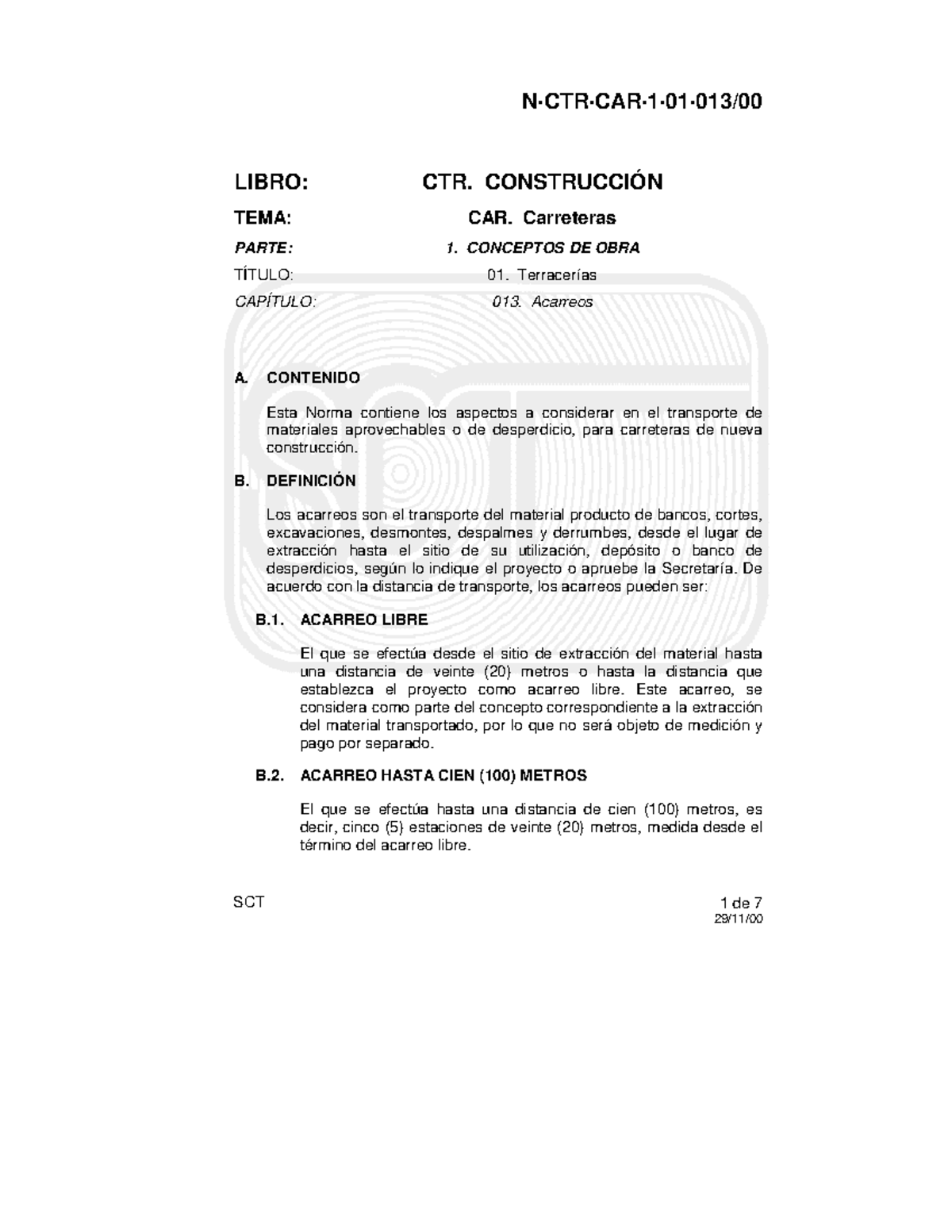 N CTR CAR 1 01 013 00 - 1 de 7 SCT N·CTR·CAR·1·01·013/ LIBRO: CTR ...