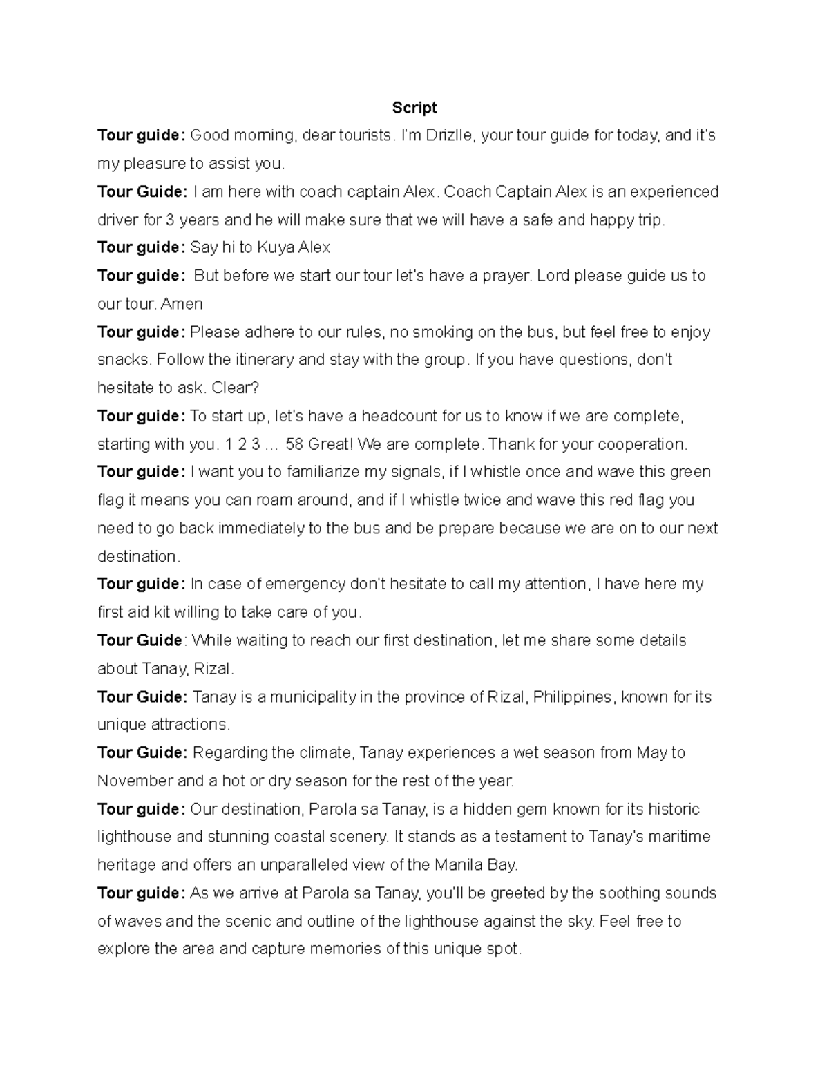 Tour-guiding - Summary Tourism Management - Script Tour guide: Good ...