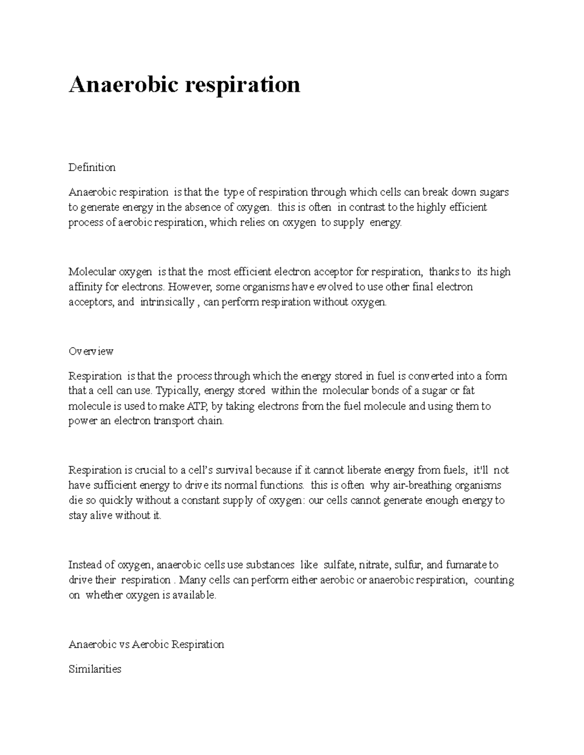 Anaerobic Respiration - Anaerobic respiration Definition Anaerobic ...