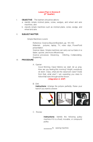 Lesson plan-Pulley - Republic of the Philippines DEPARTMENT OF ...