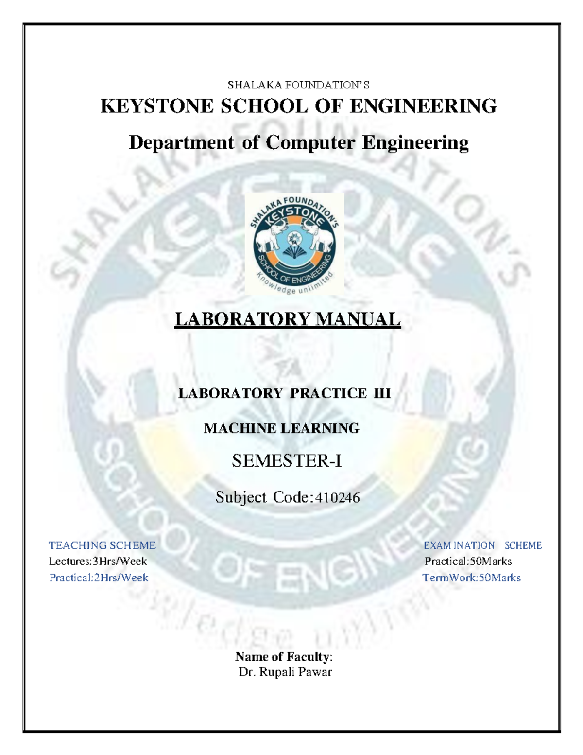 Machine Learning lab manual Keystone-1 - SHALAKA FOUNDATION’S KEYSTONE ...