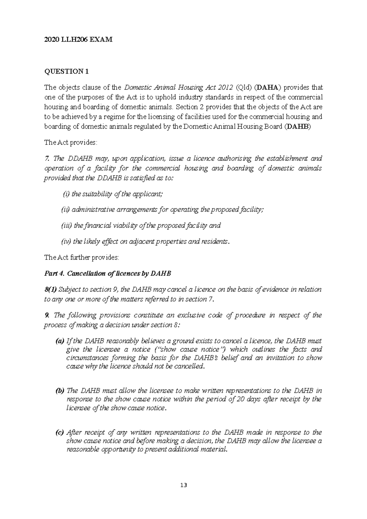 LLH206 2020 - Practice exam - 2020 LLH206 EXAM QUESTION 1 The objects ...