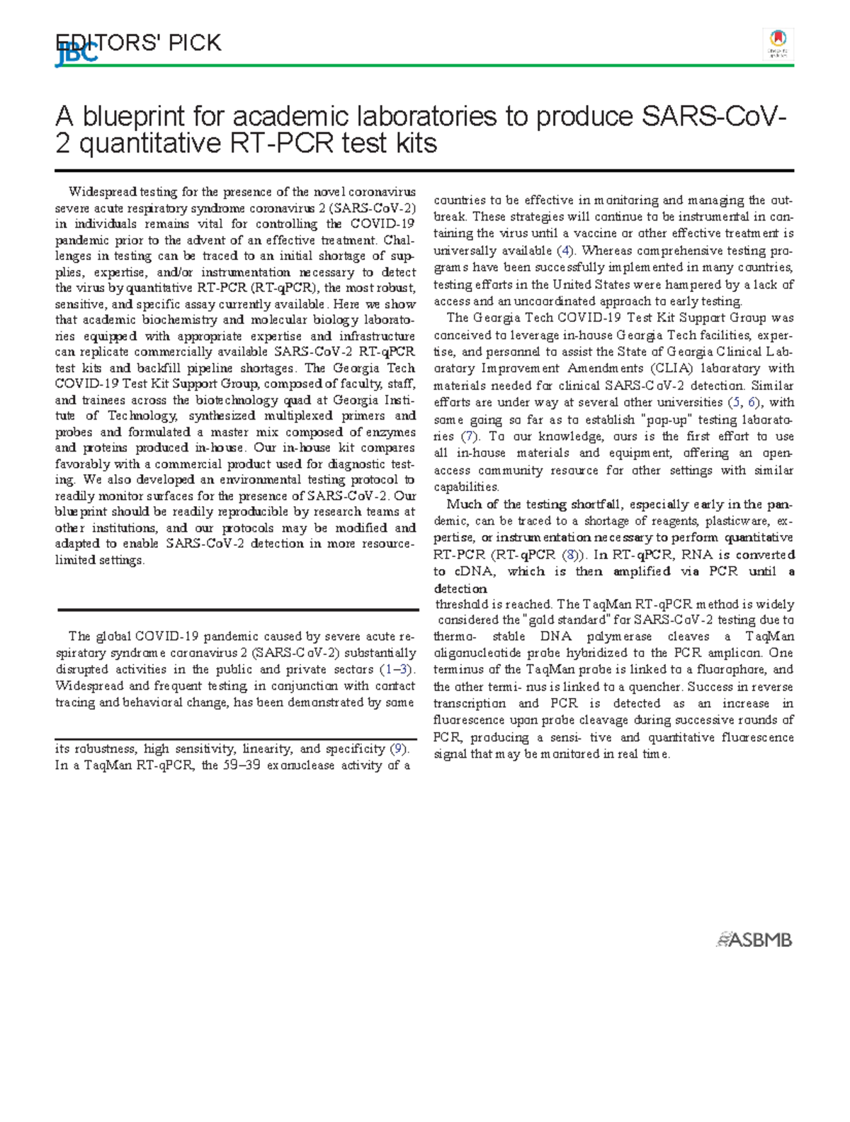 A blueprint for academic laboratories to produce SARS-Co V-2 ...