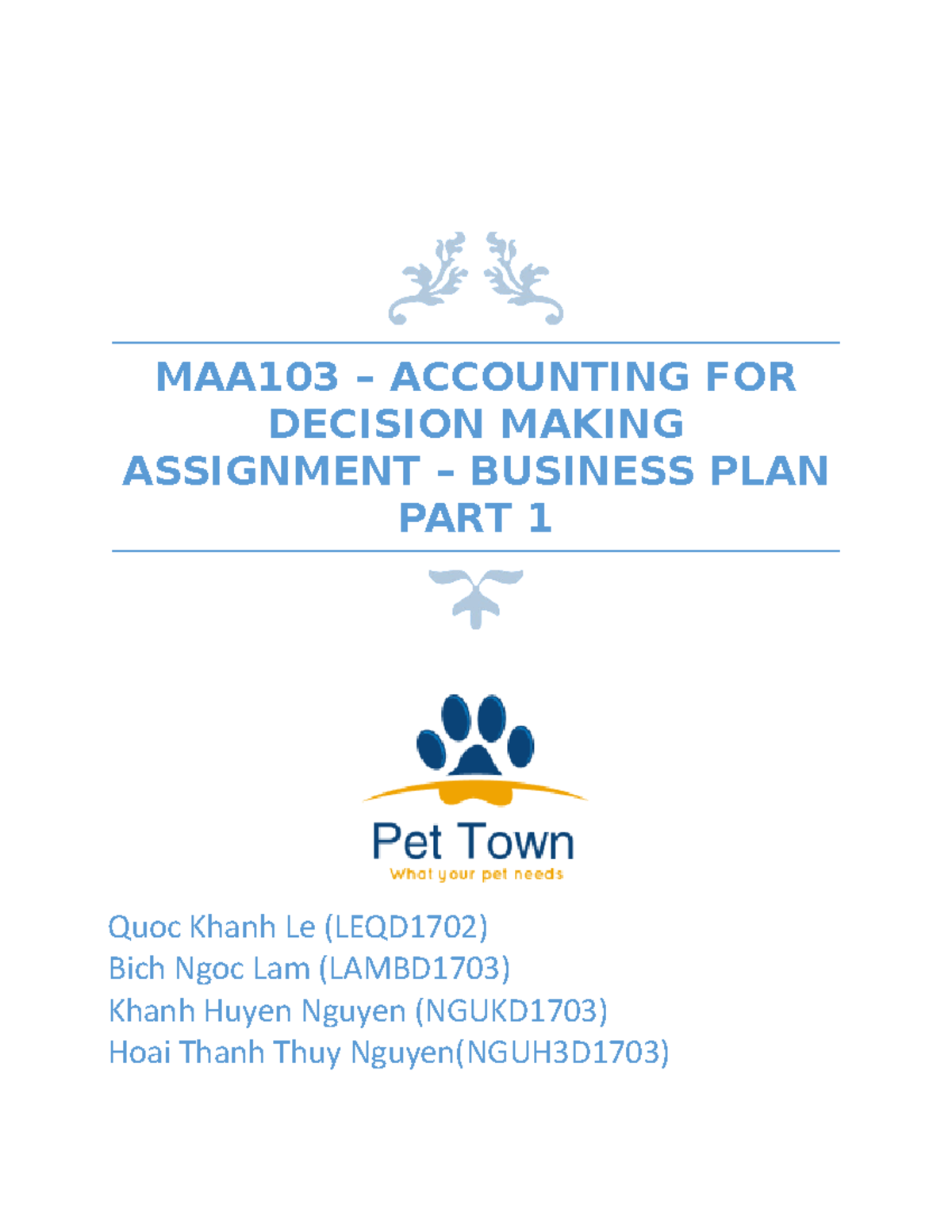 MAA103 assignment 1 - Basic accounting - MAA103 – ACCOUNTING FOR ...