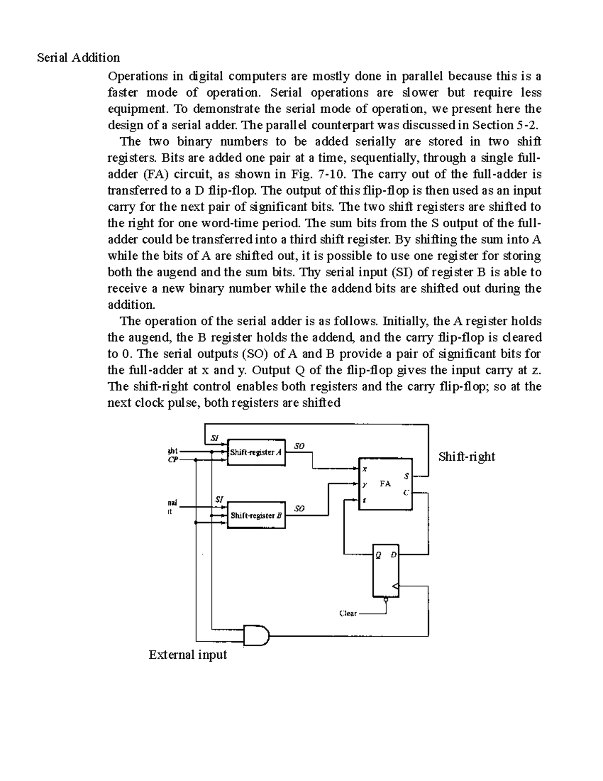 Serial Addition - Serial Addition Operations in digital computers are ...