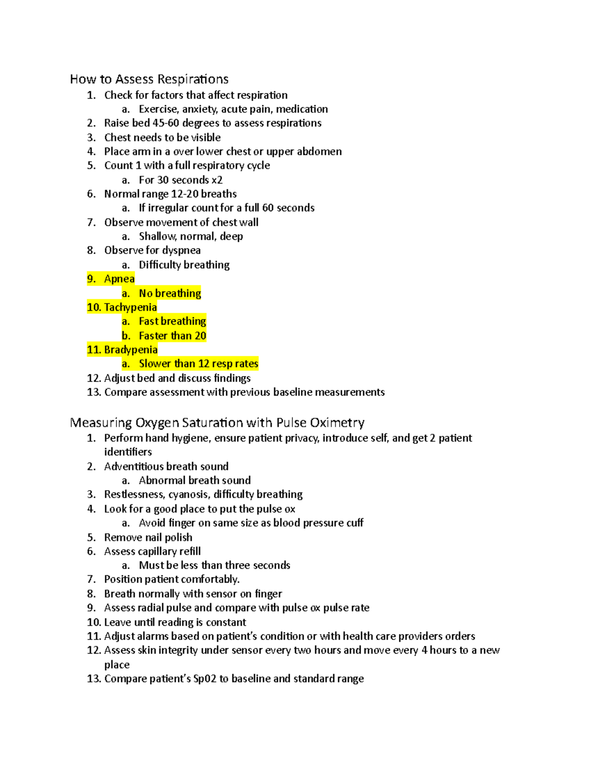Vital Signs Study Guide - How to Assess Respirations Check for factors ...