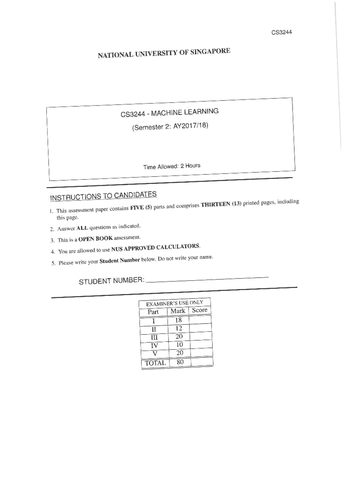 ATM124200 1718SEM2-CS3244 - CS3244 - Studocu