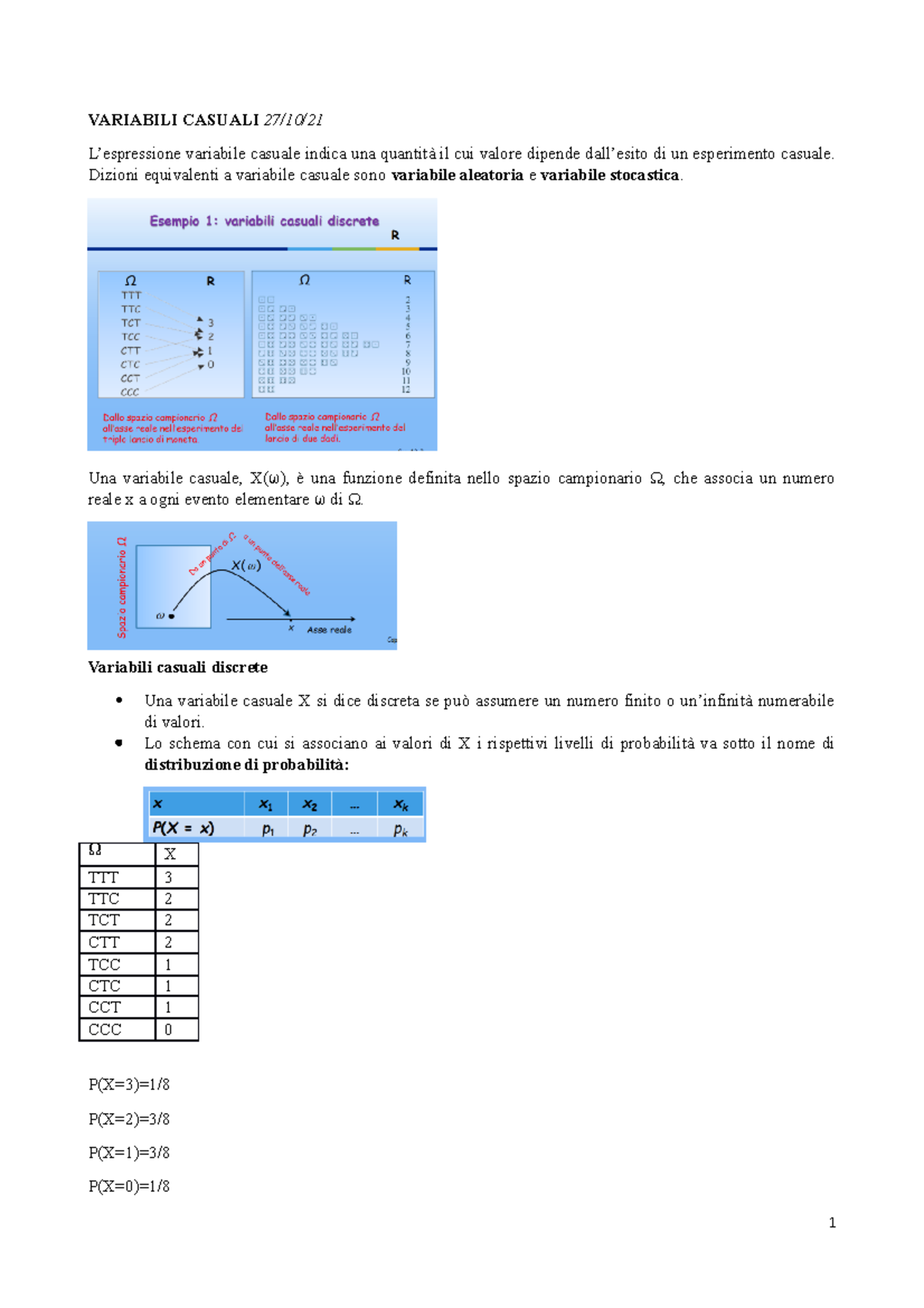 Statistica complementi capitolo 13 - VARIABILI CASUALI 27/10/ L’espressione variabile casuale ...
