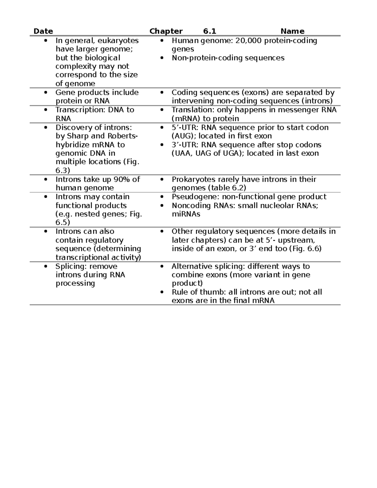 Cell Biology Chapter 6.1 notes - Date Chapter 6 Name In general ...