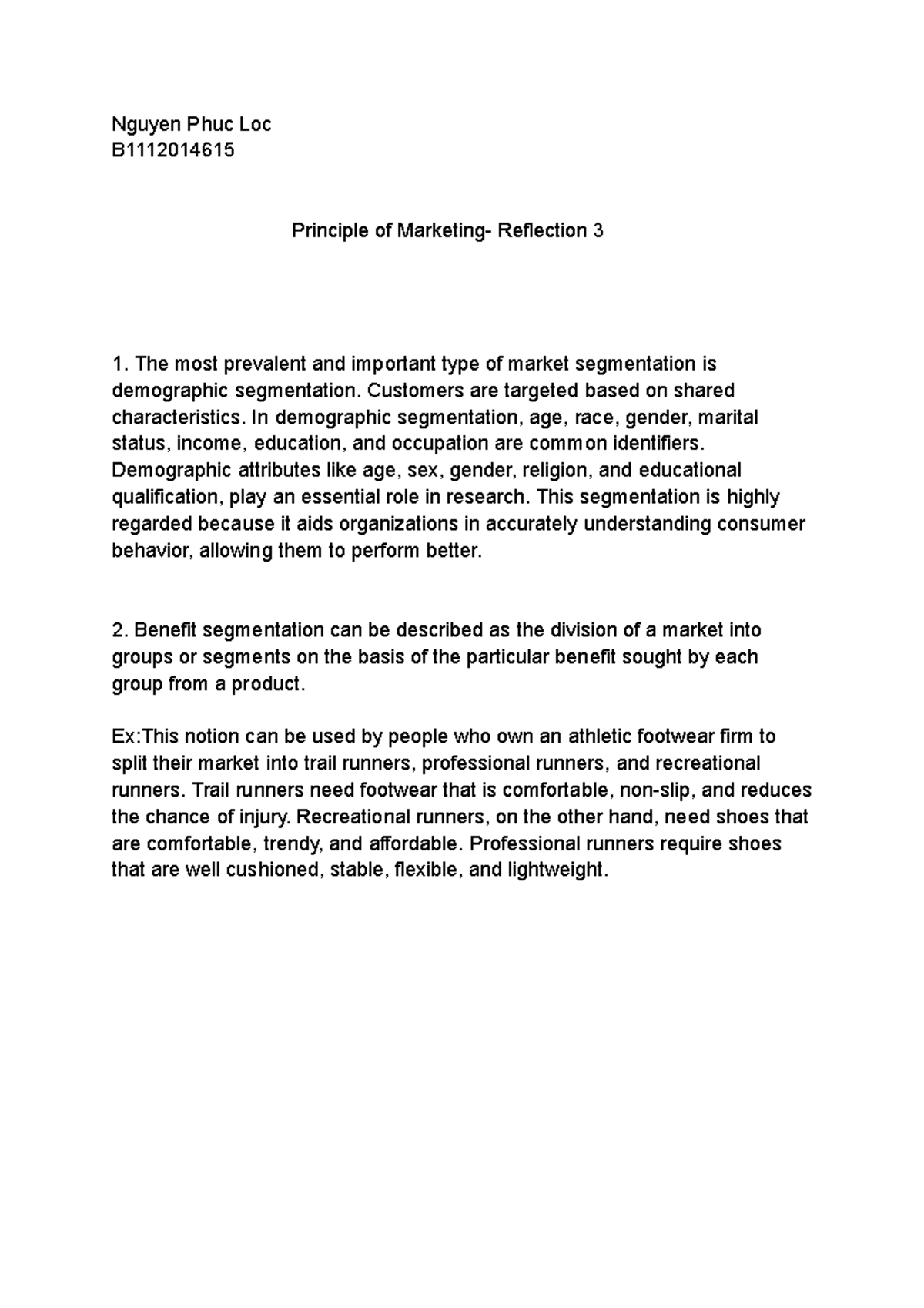 Nguyen Phuc Loc b1112014 615 Reflection 3 - 101679 - UWS - Studocu