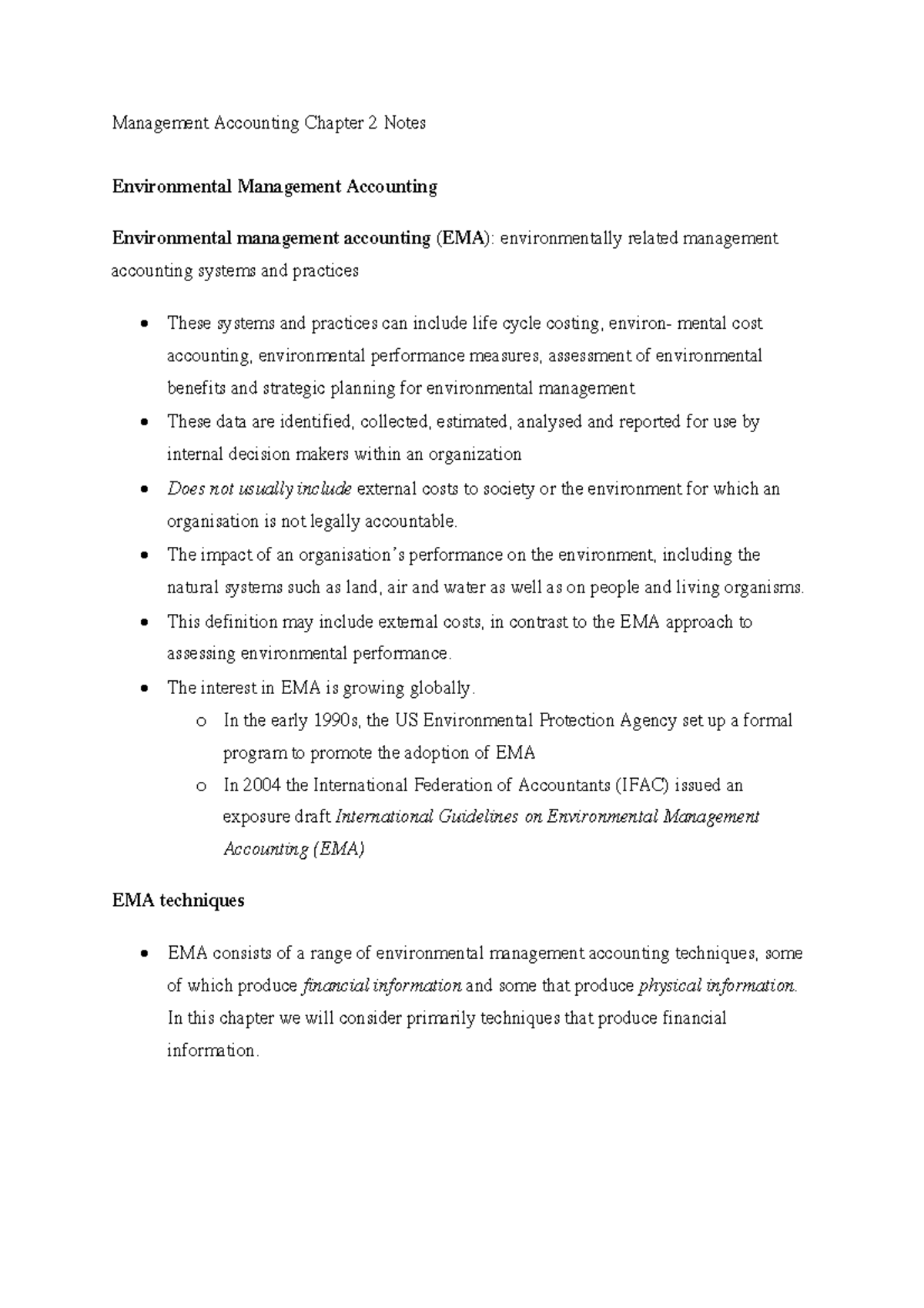 Management Accounting Chapter 2 Notes - The impact of an performance on ...