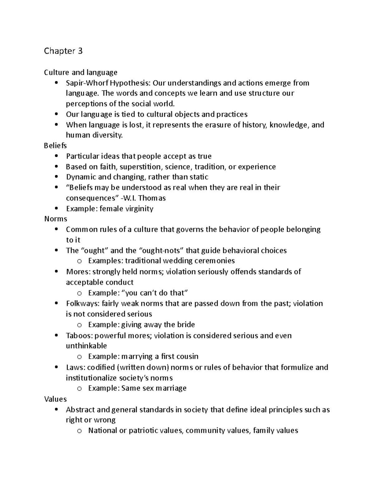 Sociology Chapter 3 - Culture and Mass media - Chapter 3 Culture and ...