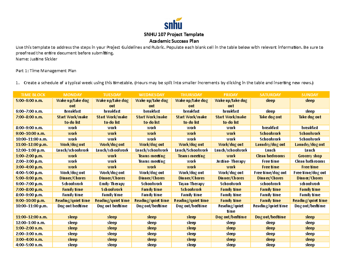 SNHU 107 Project Template - SNHU 107 Project Template Academic Success ...