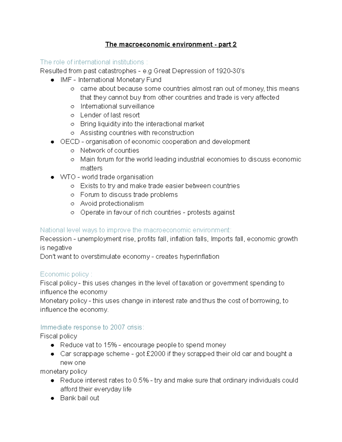 The business environment - macroeconomic environment part 2 - The ...