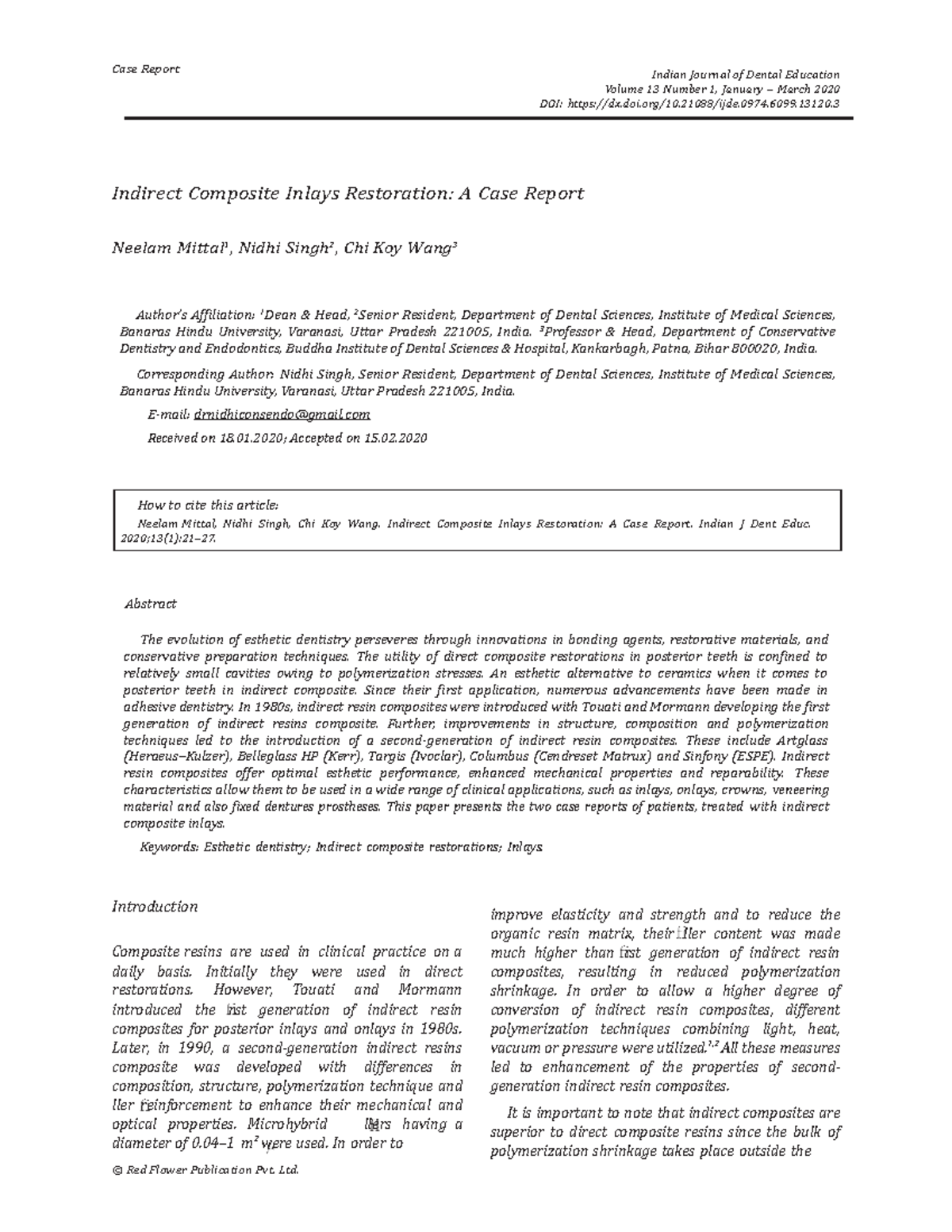 Indirect Composite Inlays Restoration- A Case Report - ####### Case ...