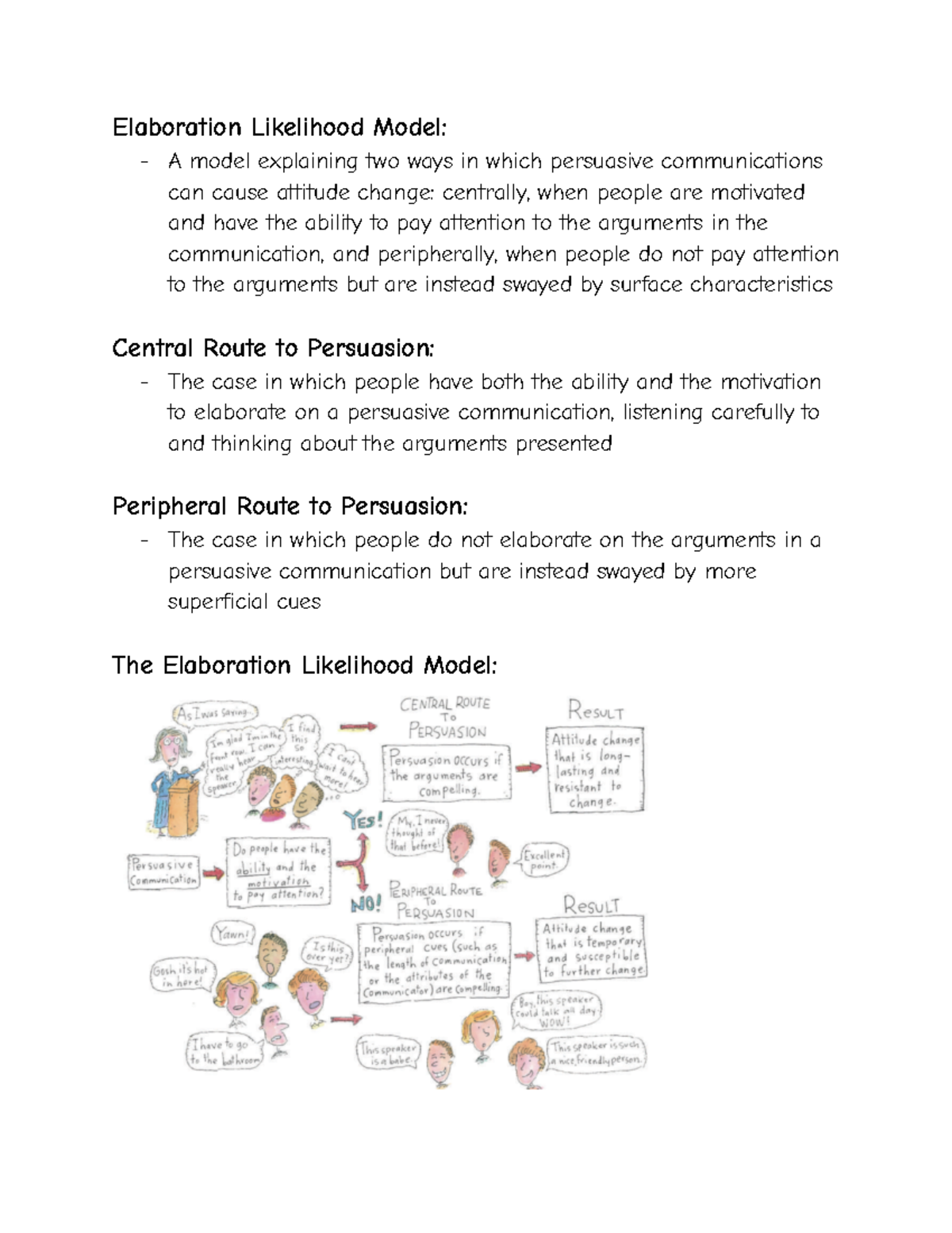 CLPS 0700- notes - Elaboration Likelihood Model: A model explaining two ...
