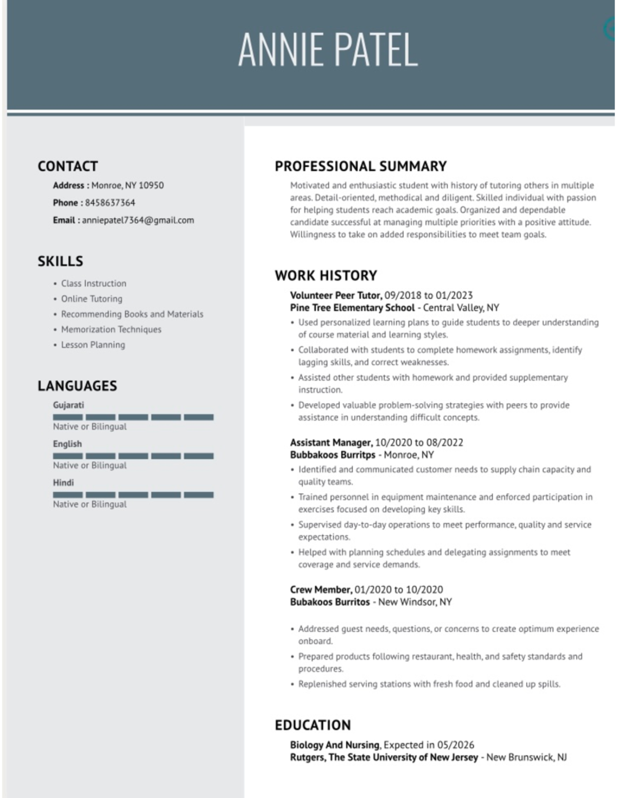 Best resume - 18:820:614 - Studocu