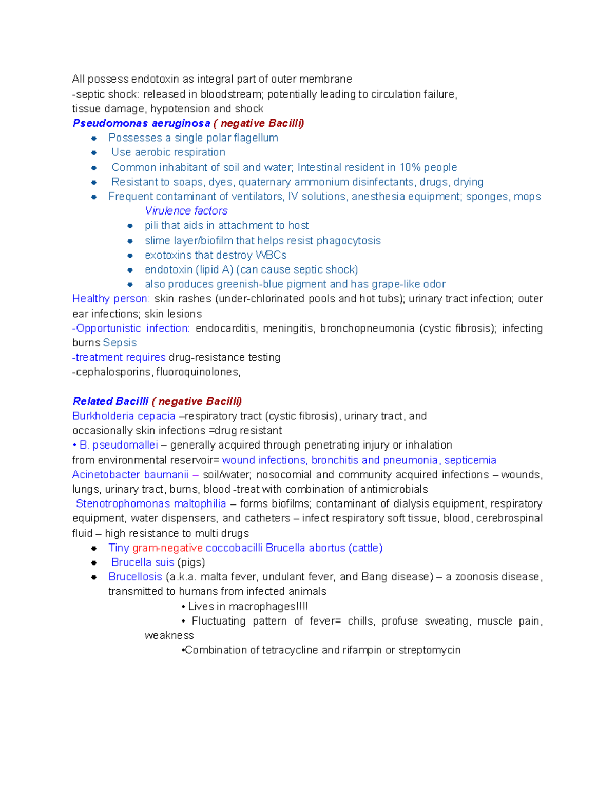 Micro Final Study guide - All possess endotoxin as integral part of ...