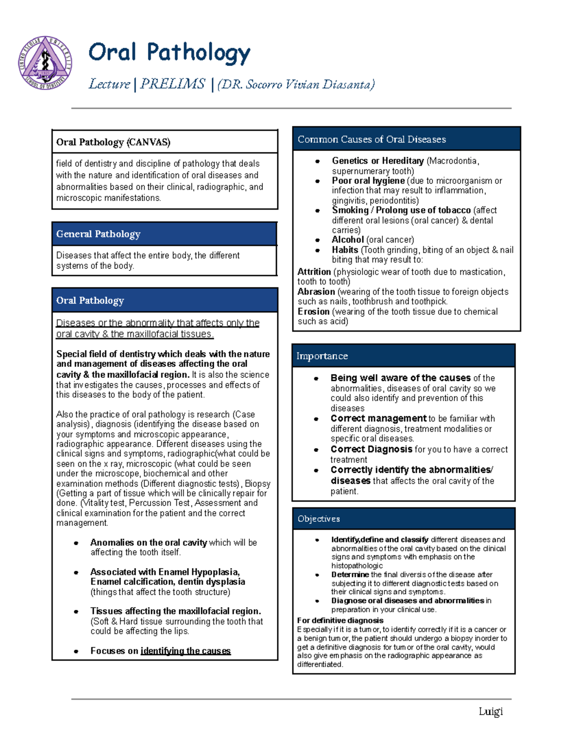 Oral Pathology Lec Prelims - Oral Pathology Lecture | PRELIMS | (DR ...