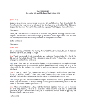 Emcee script for pageant 2 - Mr. and Miss United Nations 2019 Voice ...