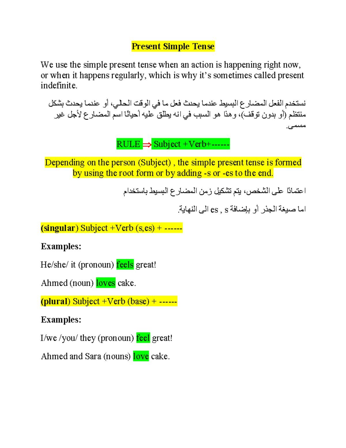 English year 3 - Present Simple Tense We use the simple present tense ...