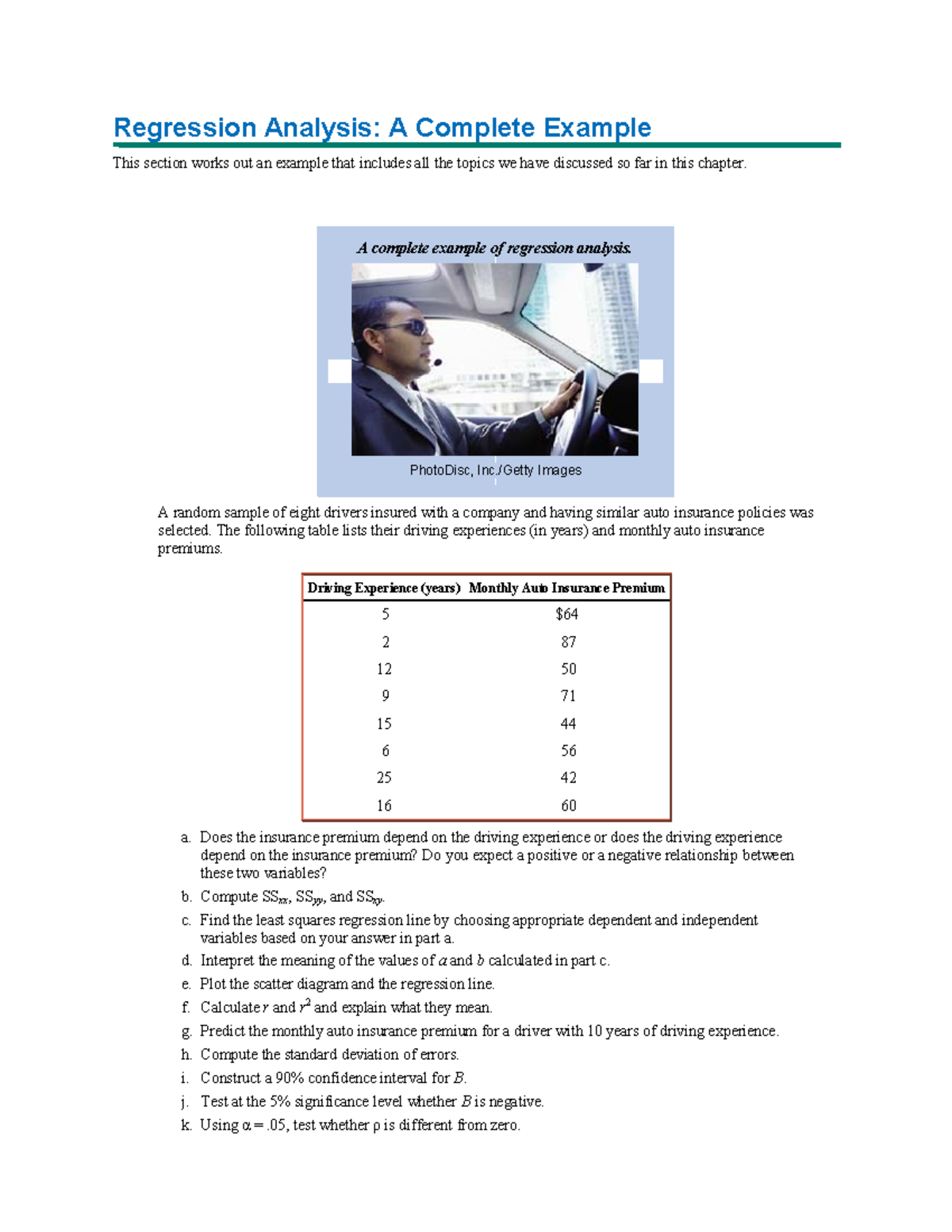 Regression Analysis Example 1 Regression Analysis A Complete Example This Section Works Out