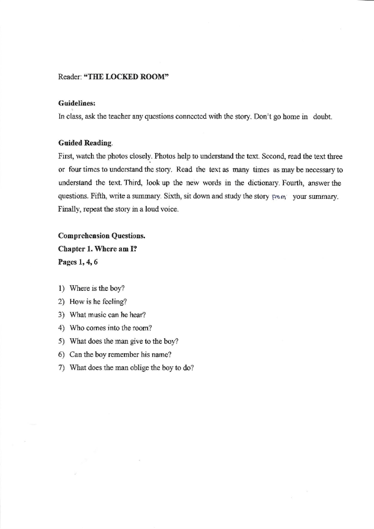 THE Locked ROOM Questions - Ingles - Siglo 21 - Studocu