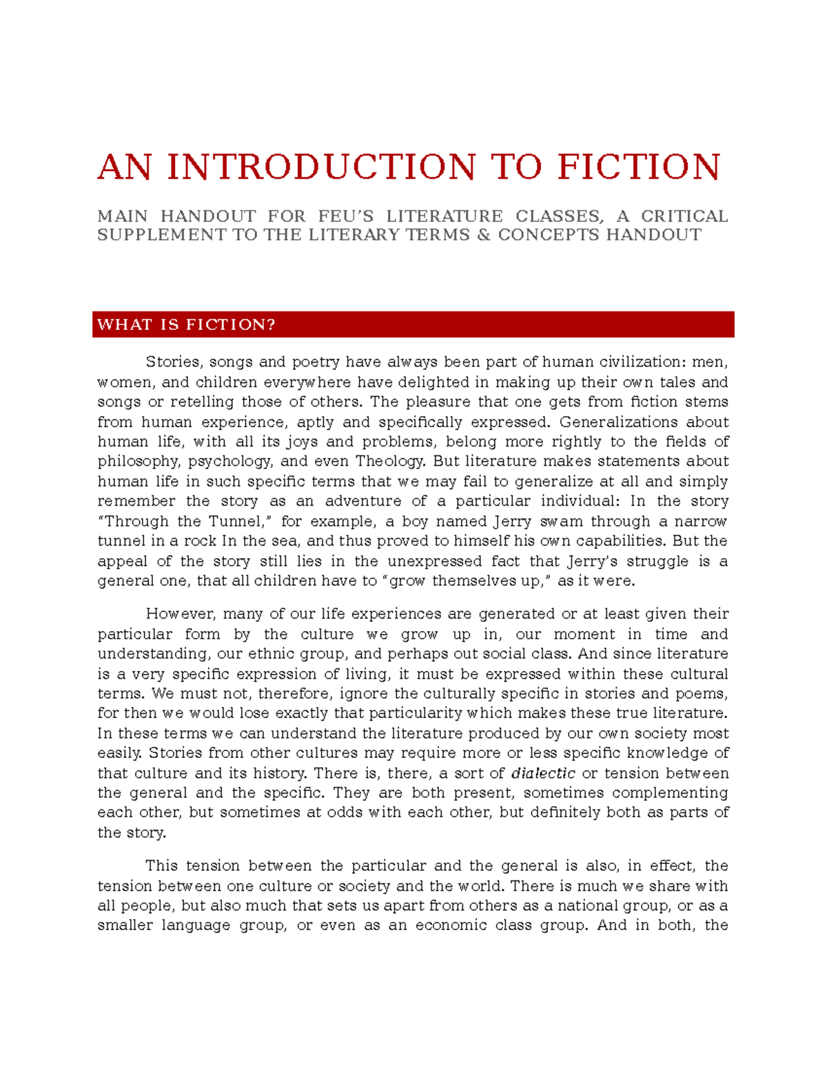 fiction legendary ratat tatata taaaa - AN INTRODUCTION TO FICTION MAIN ...
