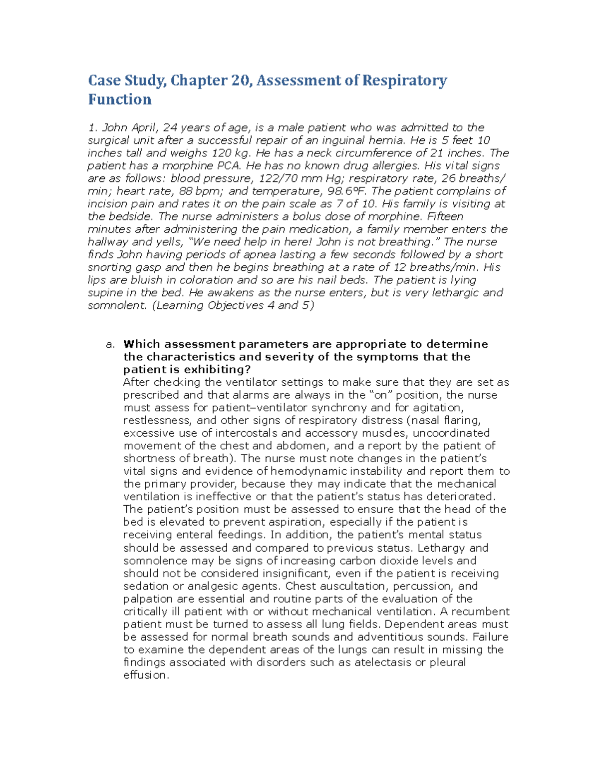 CS Ch20 - Case study ch. 20 - Case Study, Chapter 20, Assessment of ...