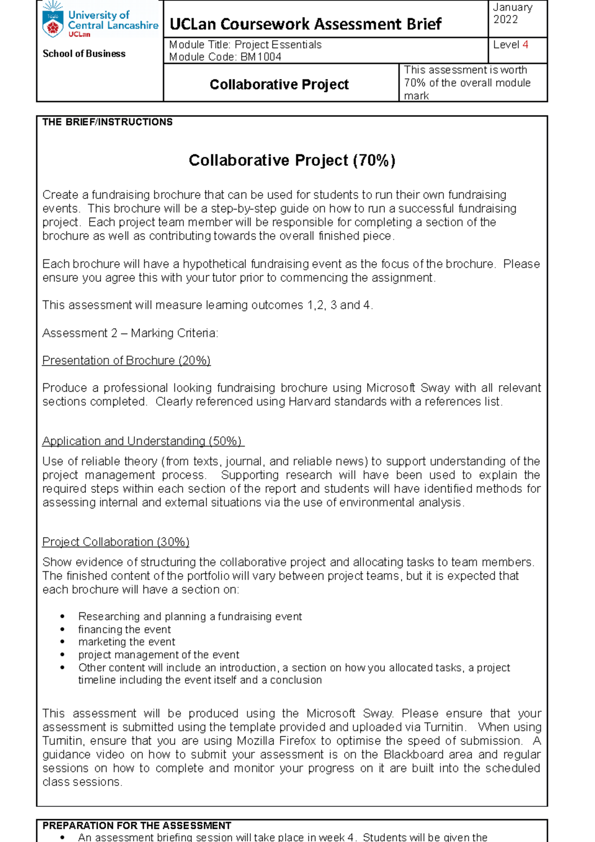 BM1004 - Assessment 2 - Coursework - School of Business UCLan ...